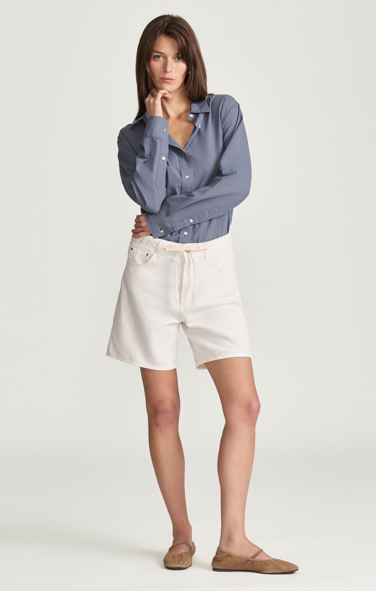 Mavi Women's Nella Relaxed Shorts In Off-White Well Blue – Mavi Jeans