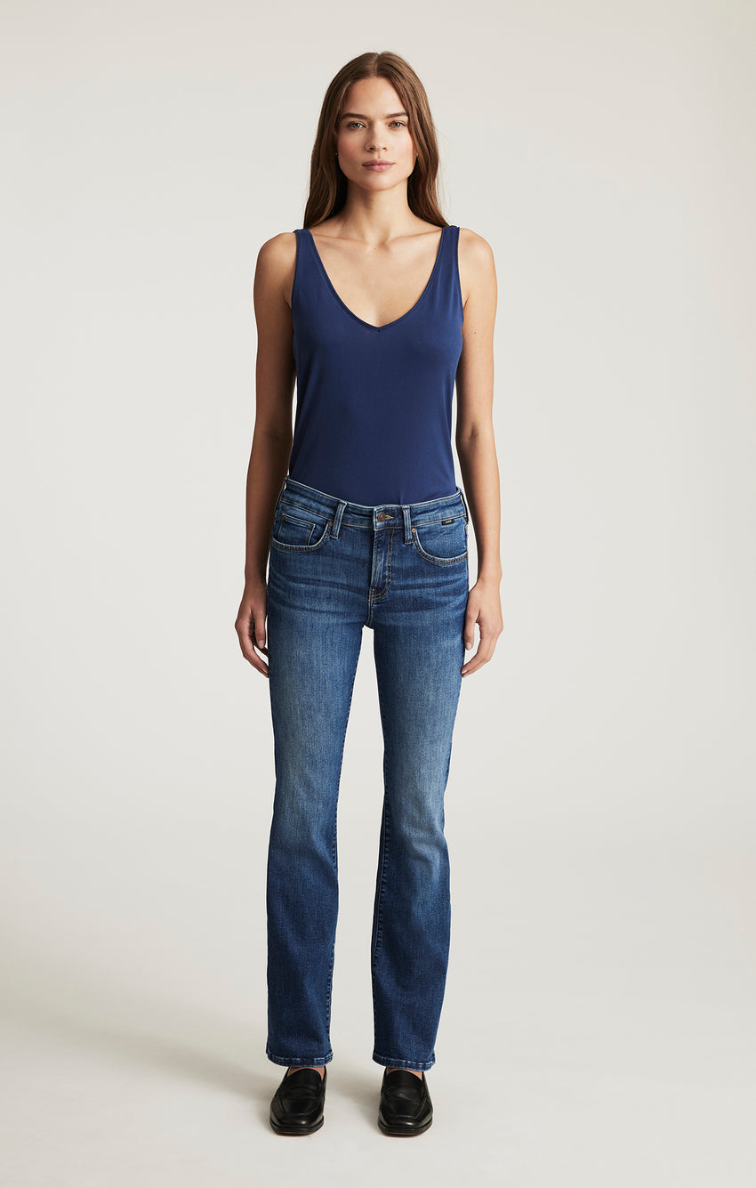 Mavi Women's Vicky Bootcut In Dark Brushed Flex Blue – Mavi Jeans